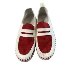 Ilse Jacobsen | Shoes | Ilse Jacobsen Tulip White Red Perforated Penny ...